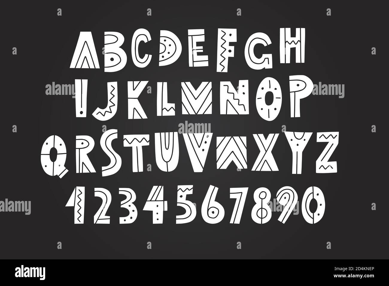 hand drawn alphabet, letters and numbers on chalkboard background ...