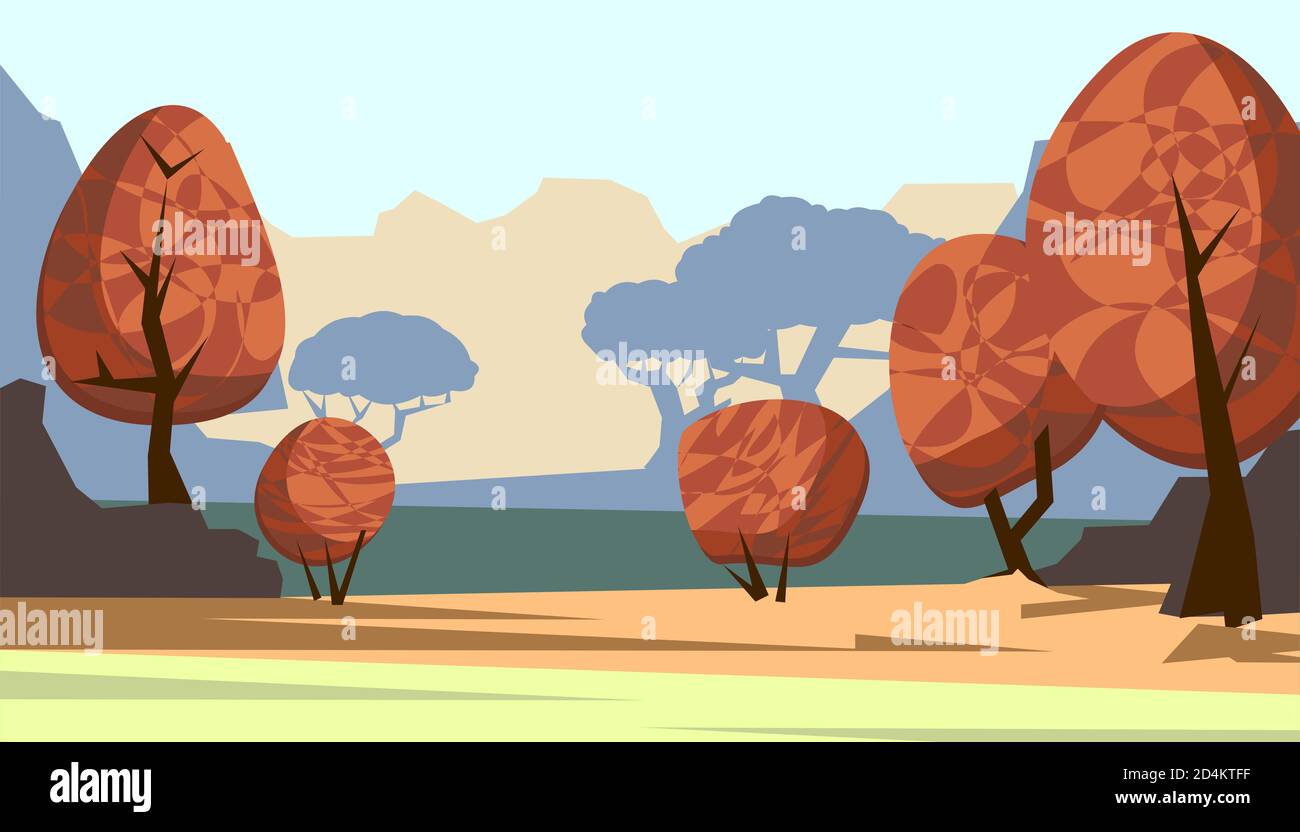Nature, landscape. Vector. Landscape in cartoon flat comic style ...