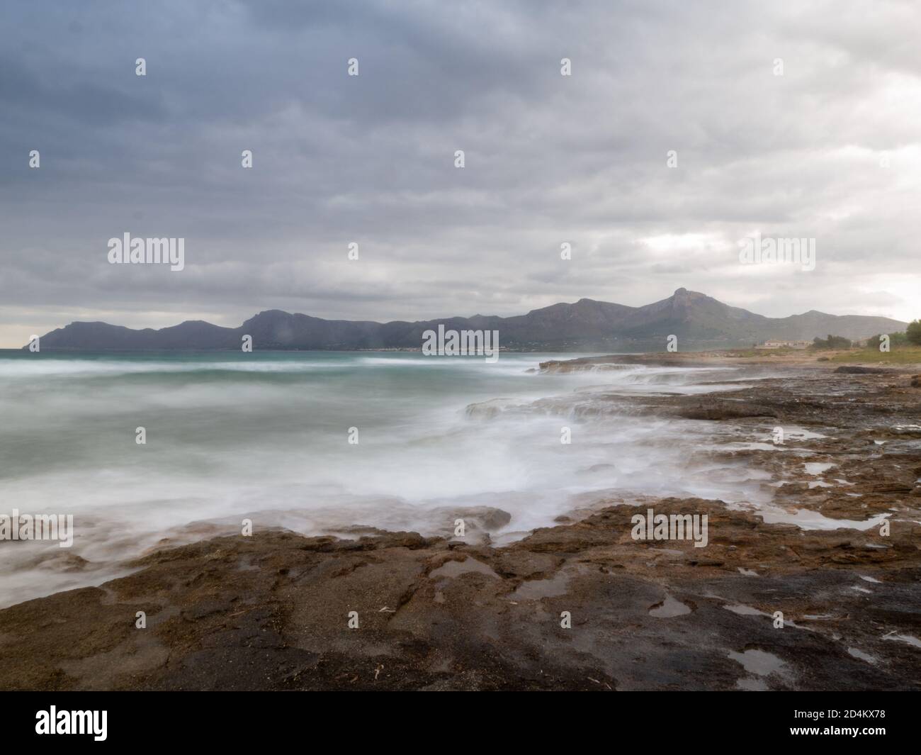 A stormy day on the unspoilt beach of Son Serra de Marina, Mallorca ...