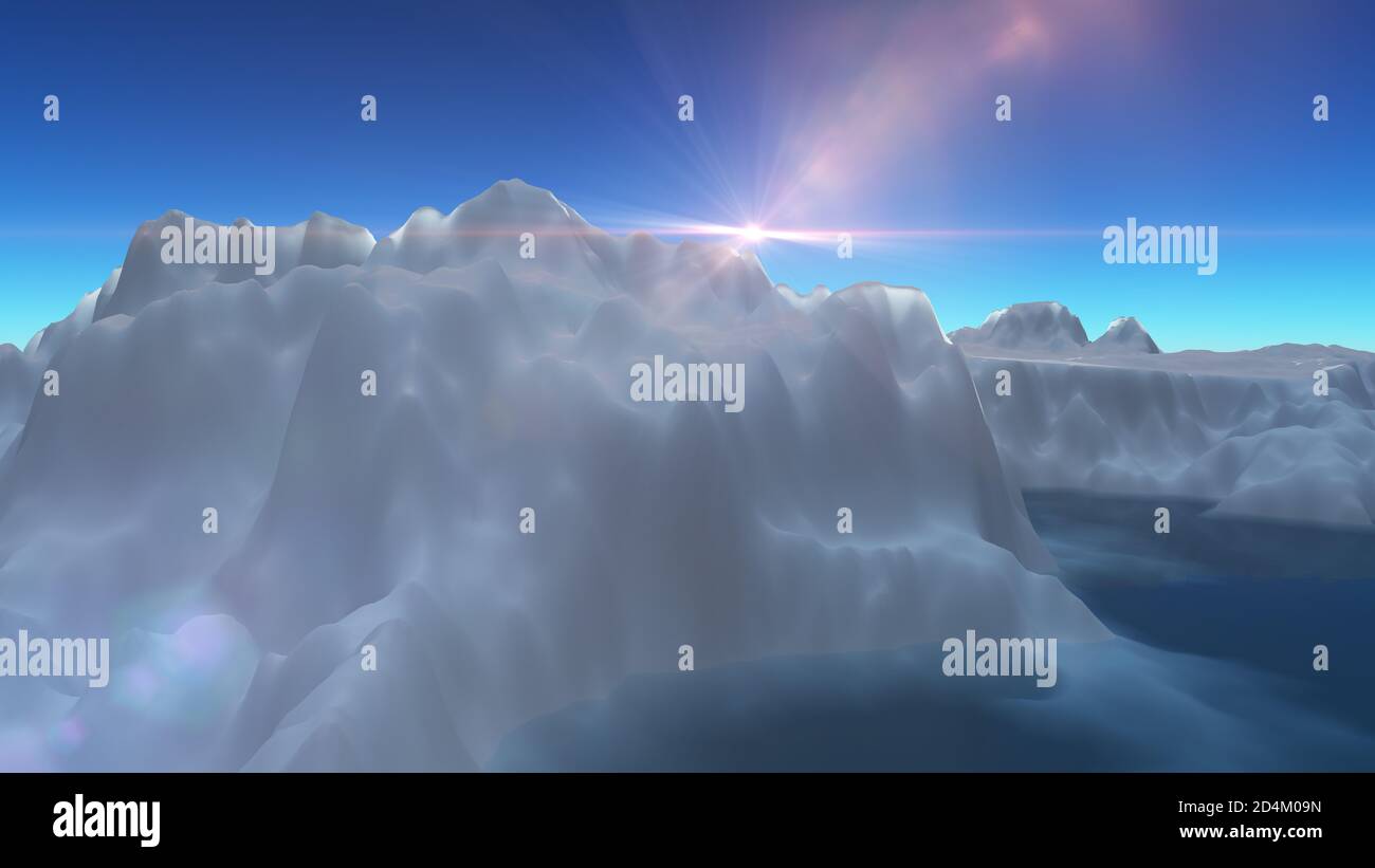 Ice berg on see, 3d render illustration Stock Photo - Alamy