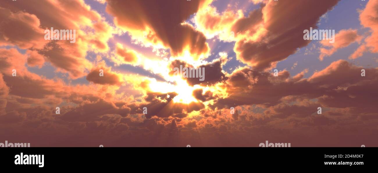 Sunset / sunrise with clouds, light rays and other atmospheric effect ...