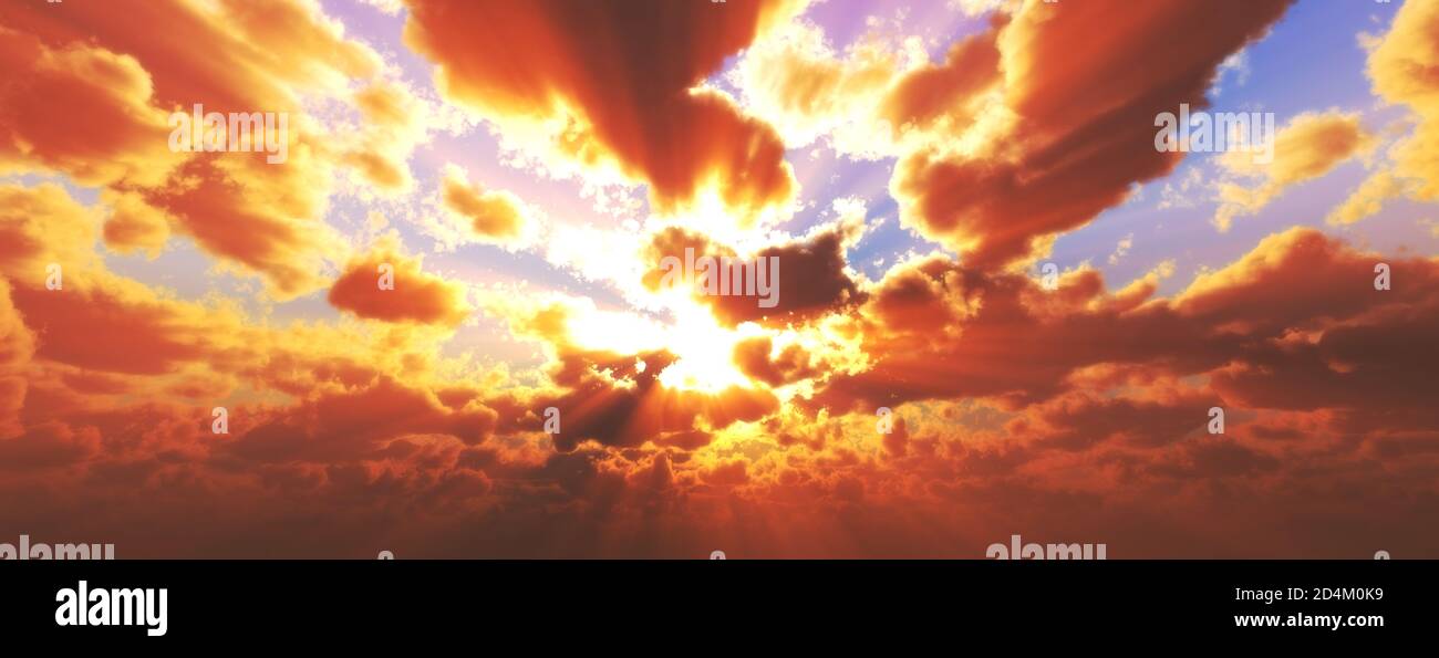 Sunset / sunrise with clouds, light rays and other atmospheric effect ...