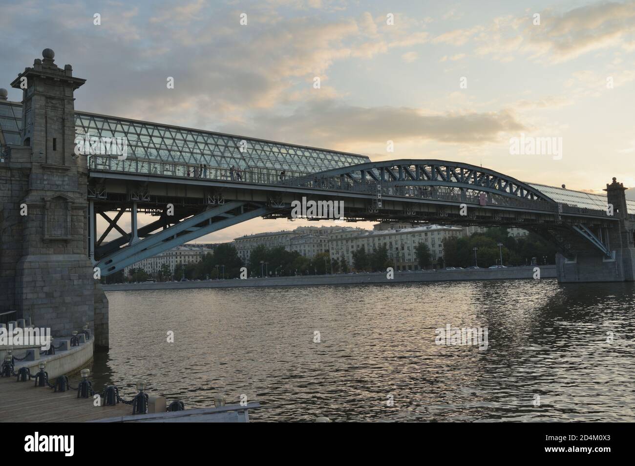 Pushkin pedestrian bridge across Moscow river in Moscow, Russia. Built ...