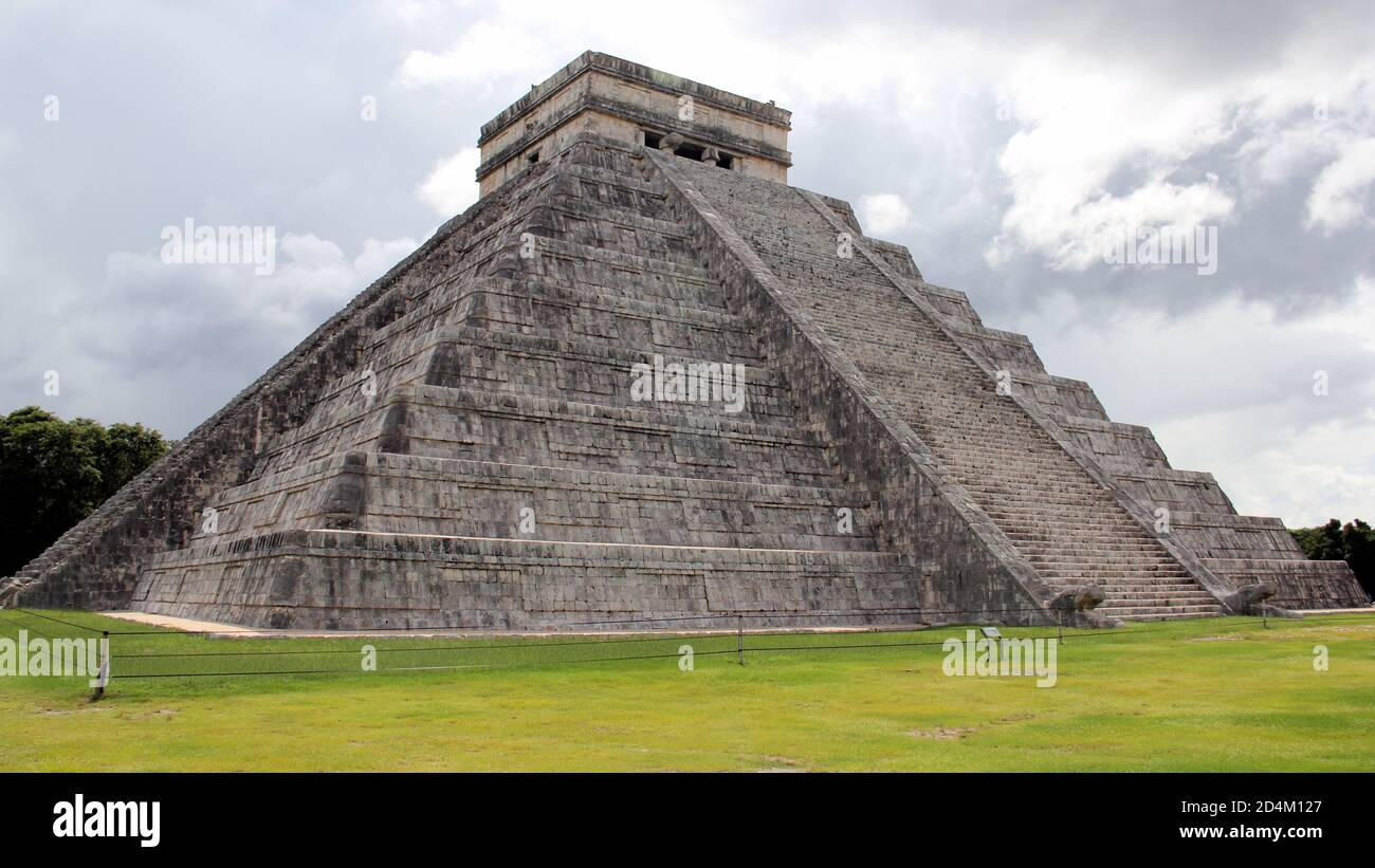 Temple of Kukulcan (El Castillo) dominating the center of the archaeological site, Chichen-Itza ...