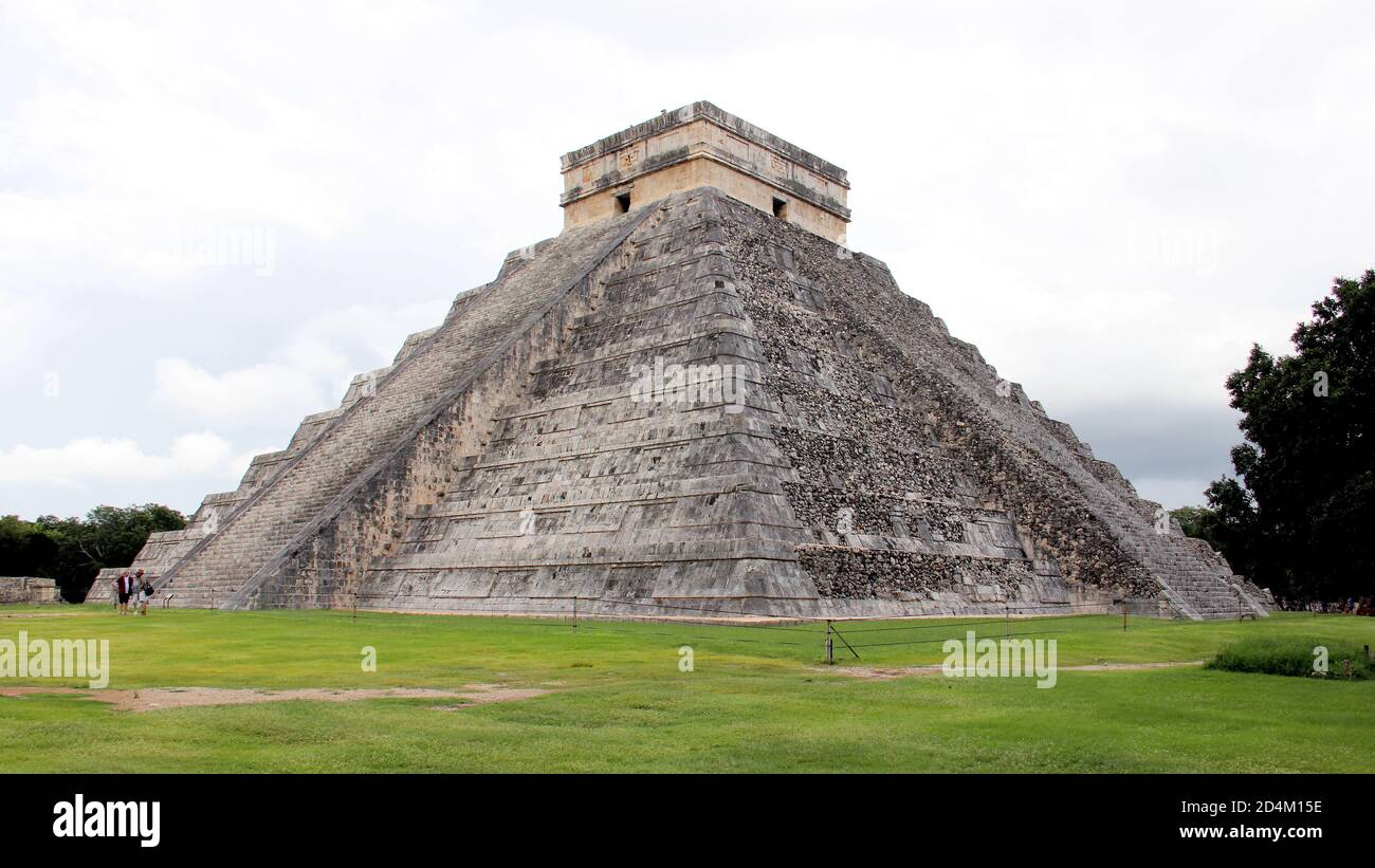 Temple of Kukulcan (El Castillo) dominating the center of the archaeological site, Chichen-Itza ...