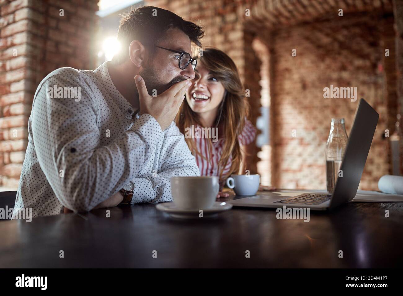 Couple excited laptop hi-res stock photography and images - Alamy