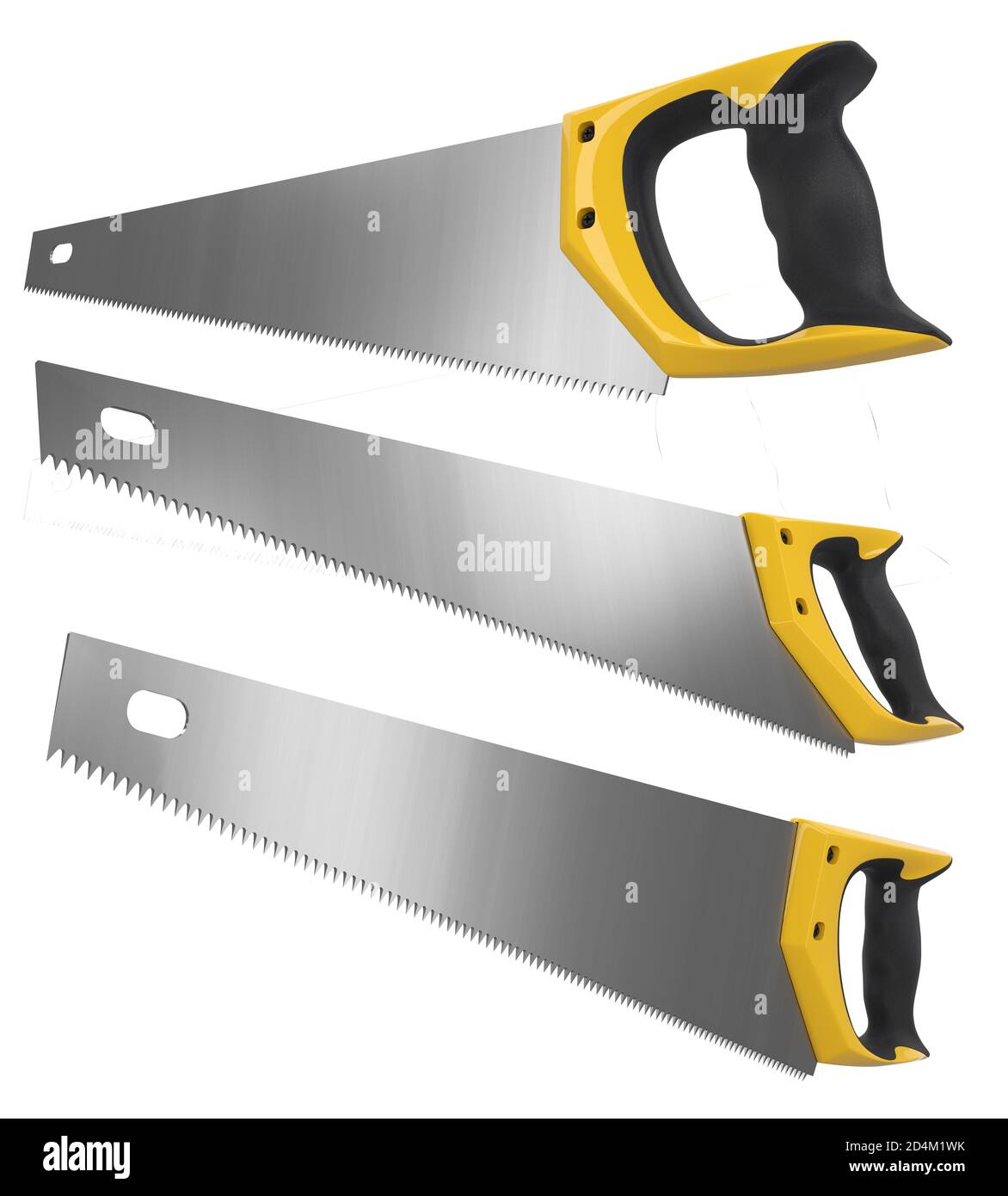 Set of hand saw with hardened teeth isolated on white. Tool for ...