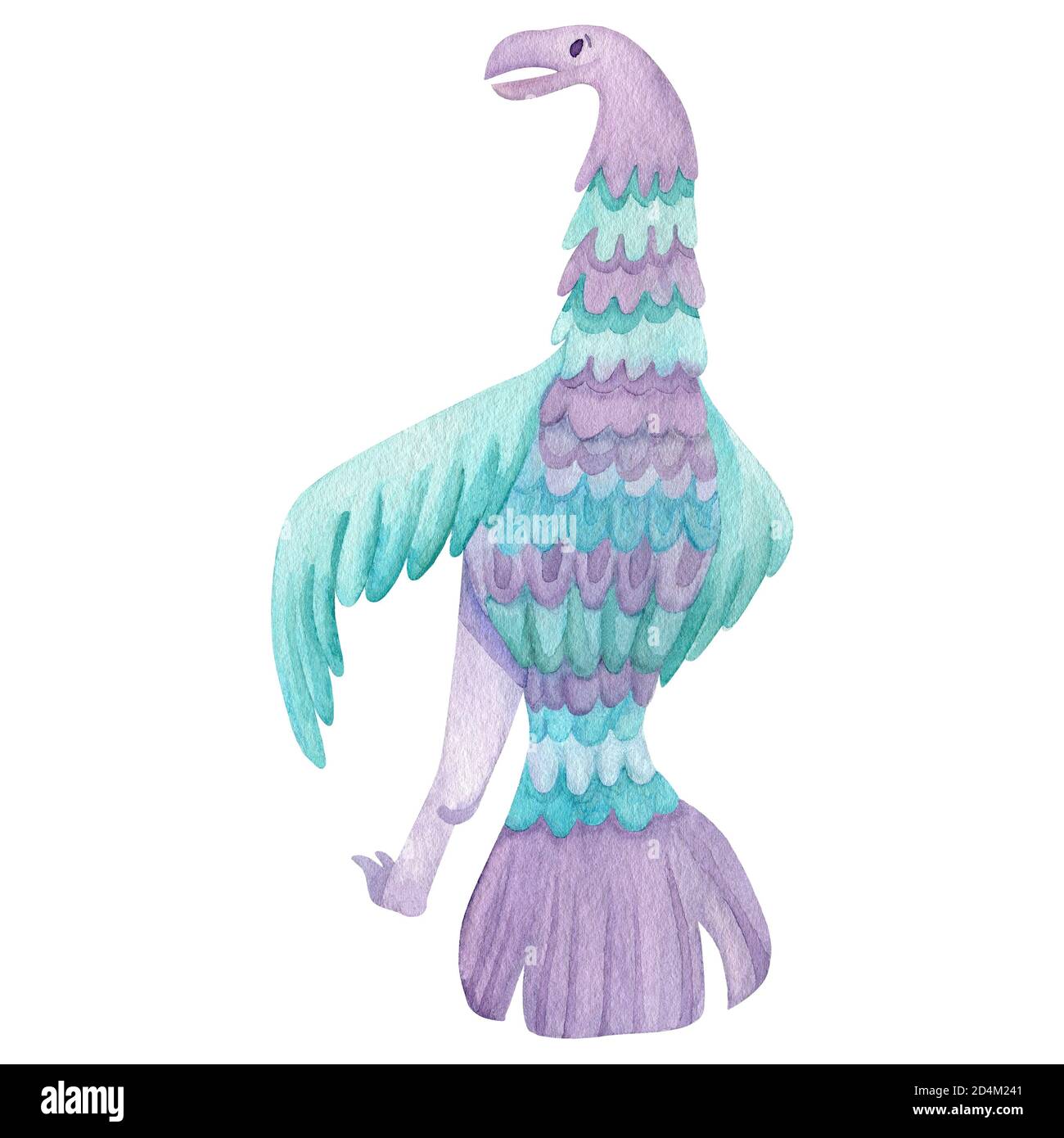 Purple dino with wings isolated on white background Stock Photo - Alamy