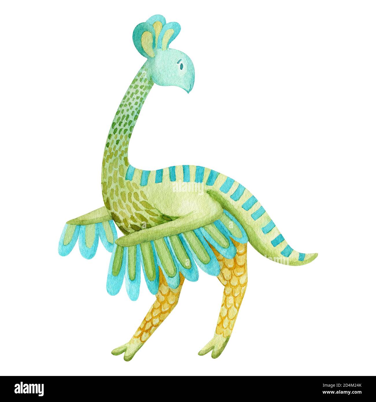 Green dino with wings isolated on white background Stock Photo - Alamy