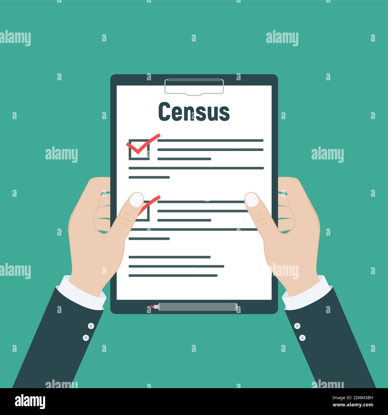 Census. Clipboard in pen in hand. Vector illustration flat design ...