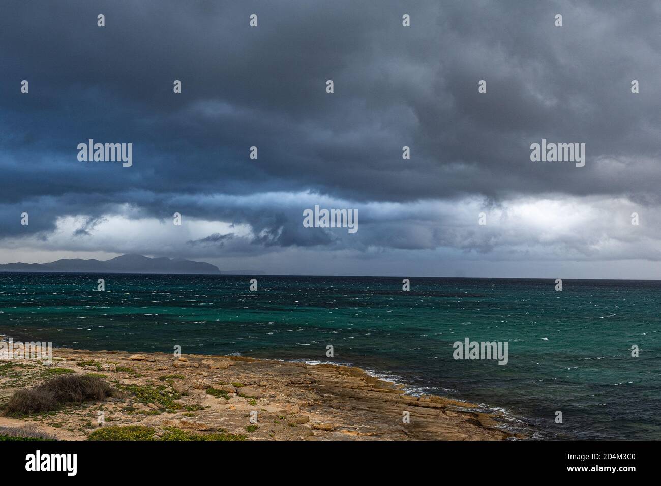 Storm on the beach of Son Serra de Marina, Mallorca Stock Photo - Alamy