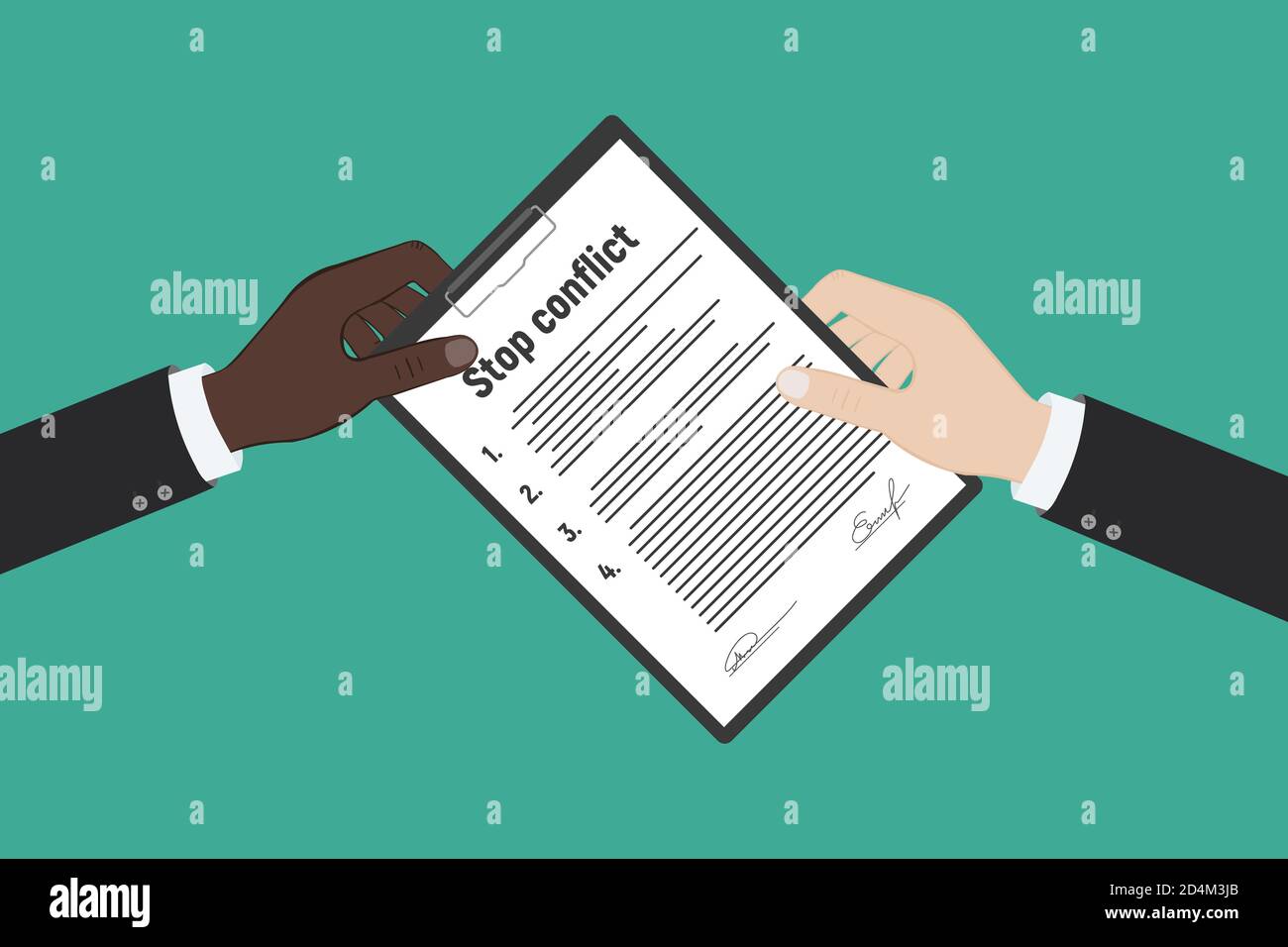 Stop conflict. Businessman referee finds compromise. Conflict and ...