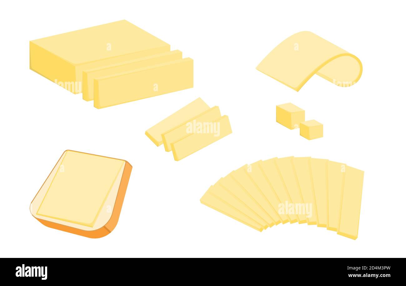 Butter And Sliced Butter Realistic Set Vector Illustration Stock Vector Image And Art Alamy