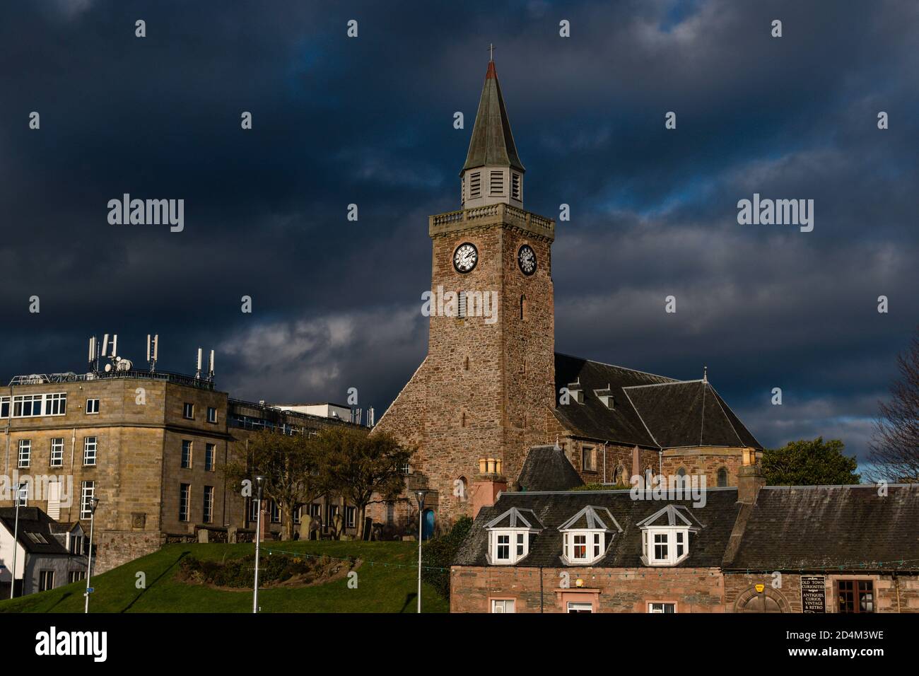 INVERNESS, UNITED KINGDOM - Oct 05, 2018: A Wide Shot Clock Tower in ...
