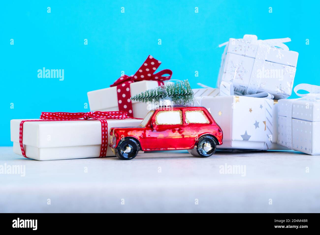 Christmas scene with gift boxes Stock Photo - Alamy