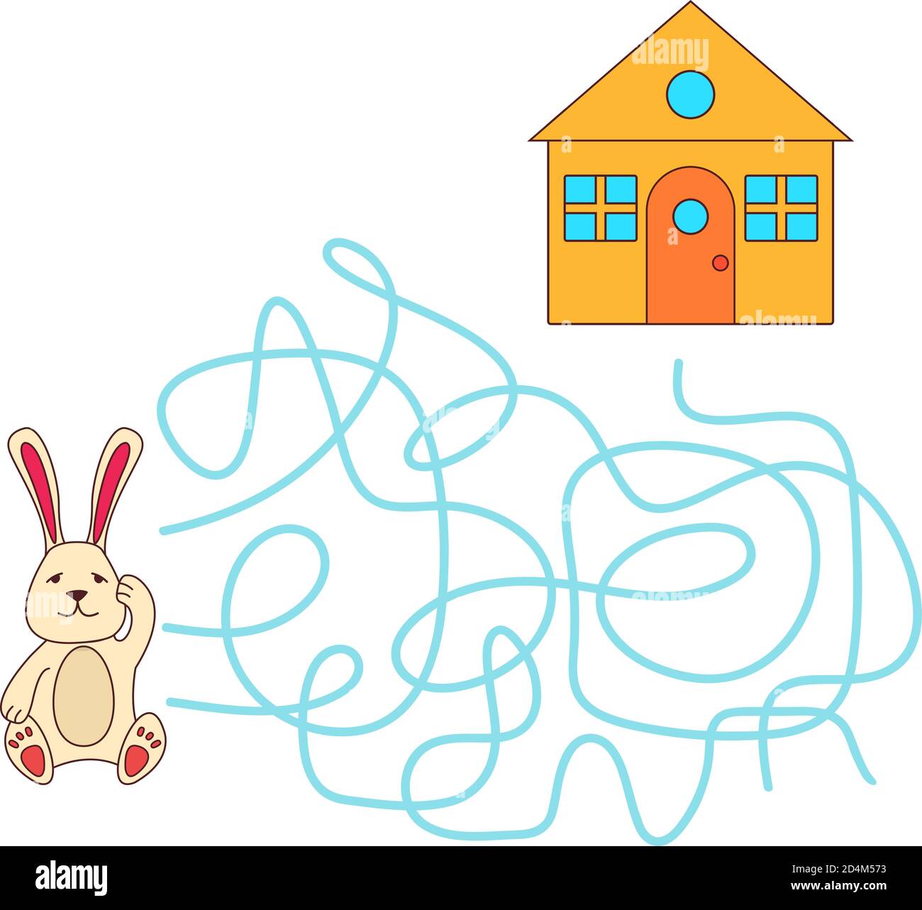 Maze game, education game for children.The rabbit looks for the home ...