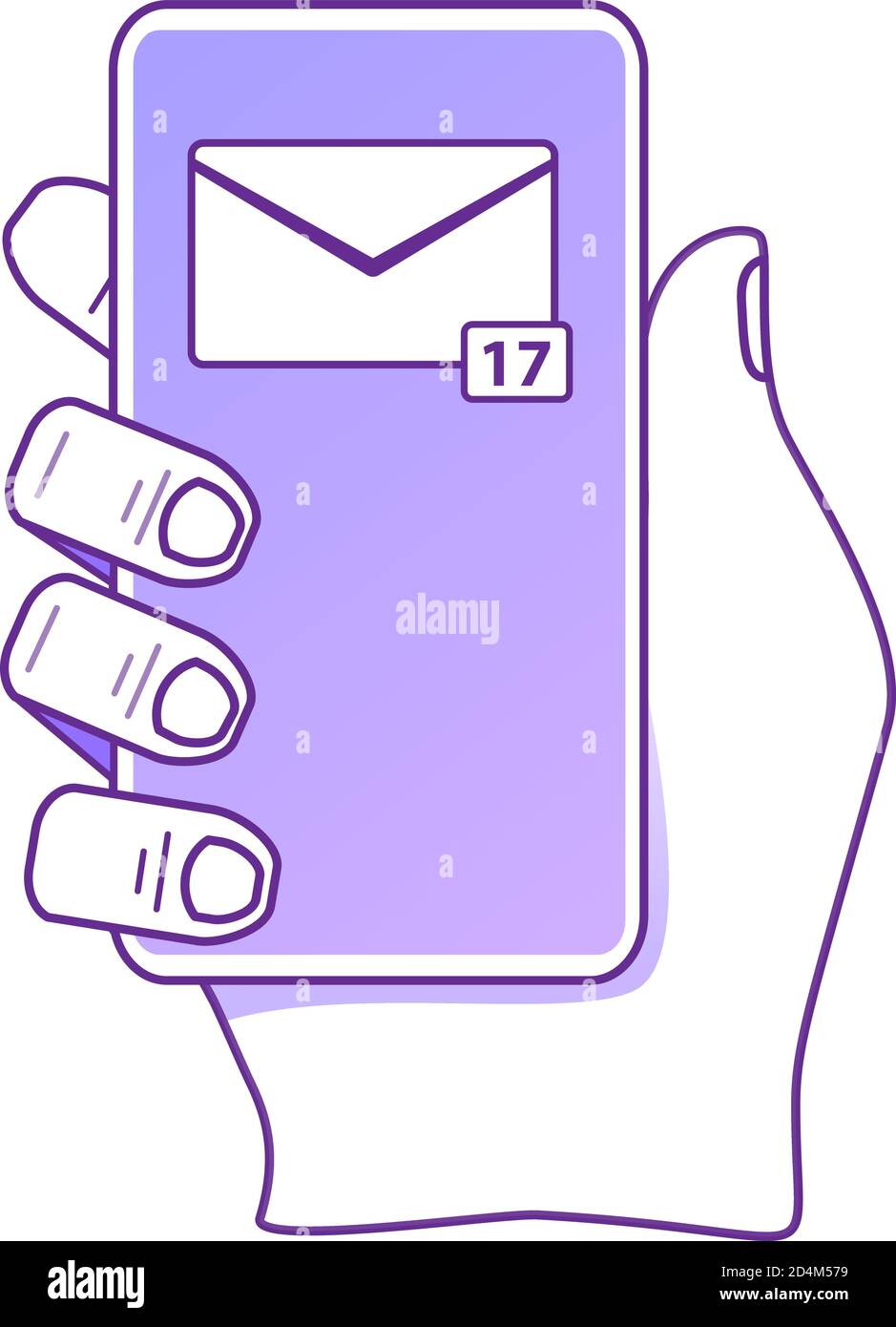 Male hand holding smartphone mobile email notification.Icon new ...