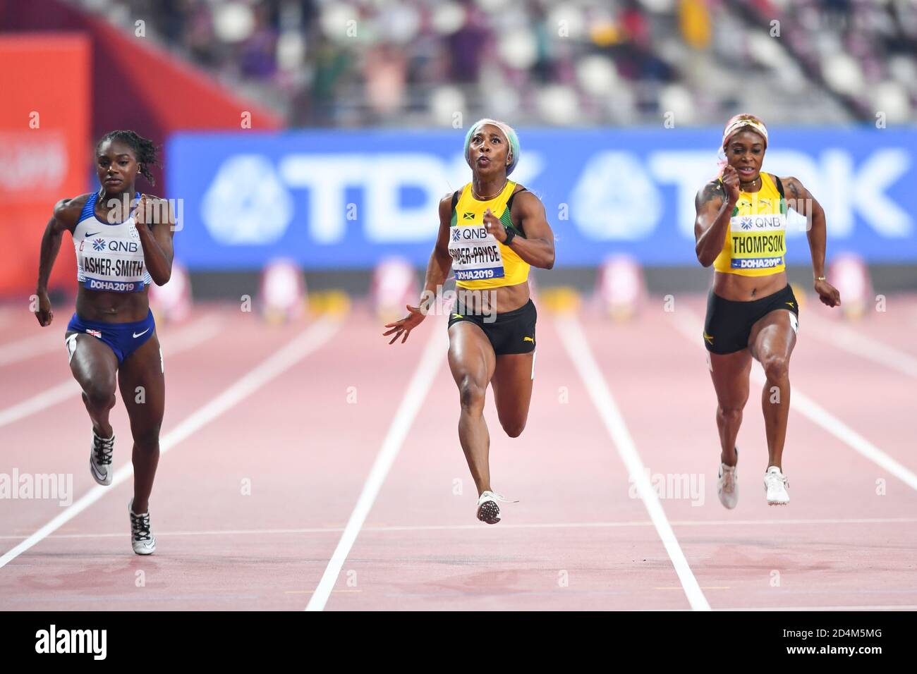 Shelly-Ann Fraser-Pryce (JAM), Dina Asher-Smith (GBR), Elaine Thompson ...