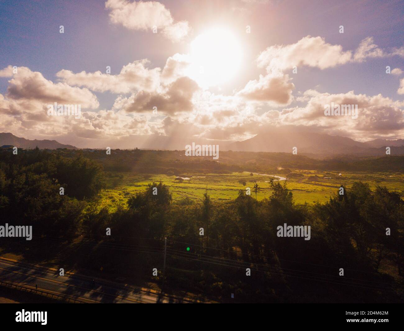 Beautiful sunrise view on the mountain landscape of the famous Kauai ...