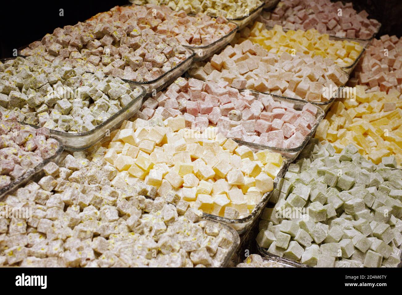 Turkish delight varieties, colors and tastes with a stack of Turkish ...