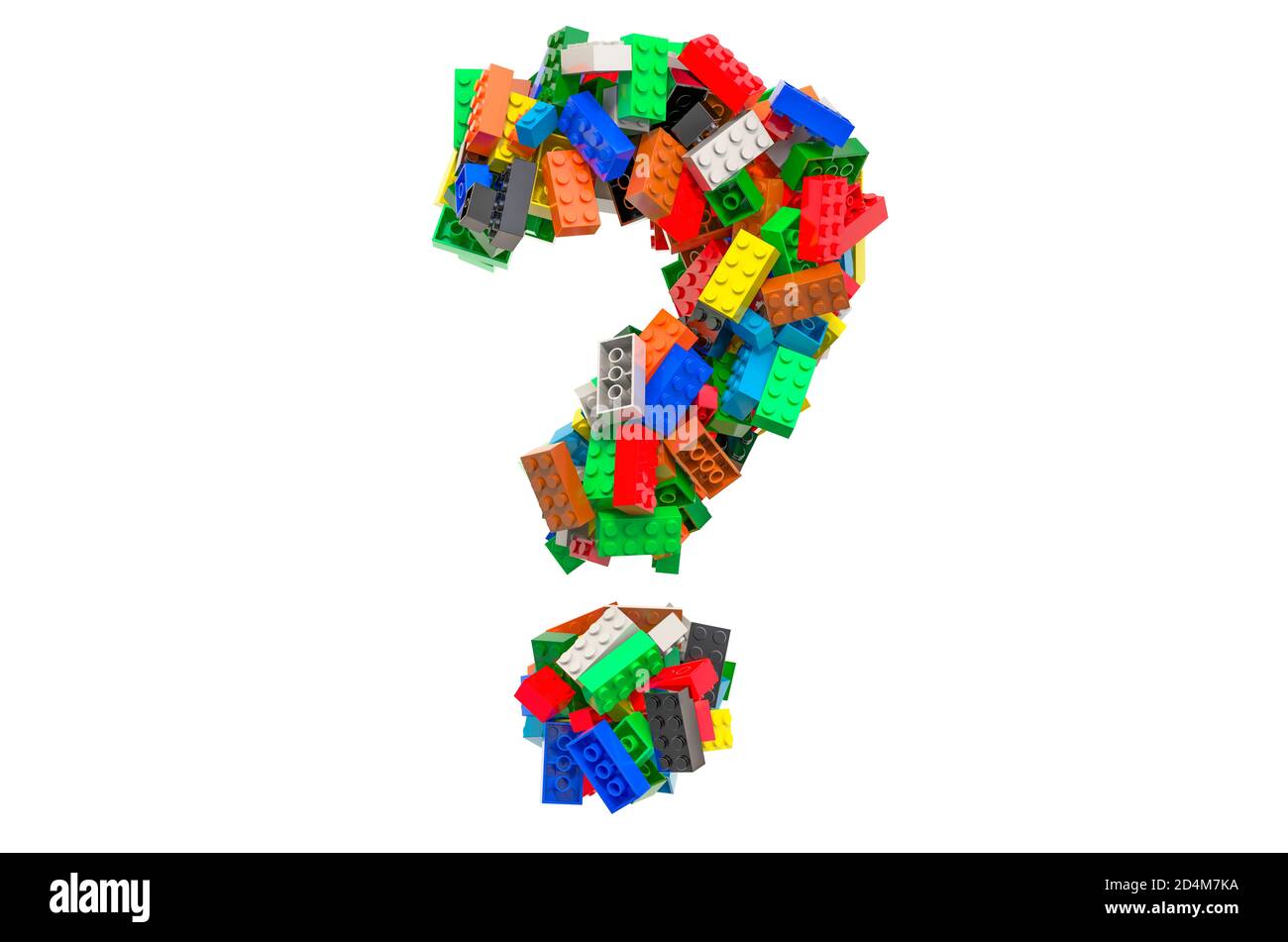 Question mark from colored plastic building blocks, 3D rendering ...
