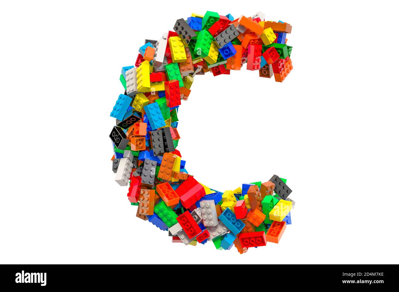 Letter C from colored plastic building blocks, 3D rendering isolated on ...