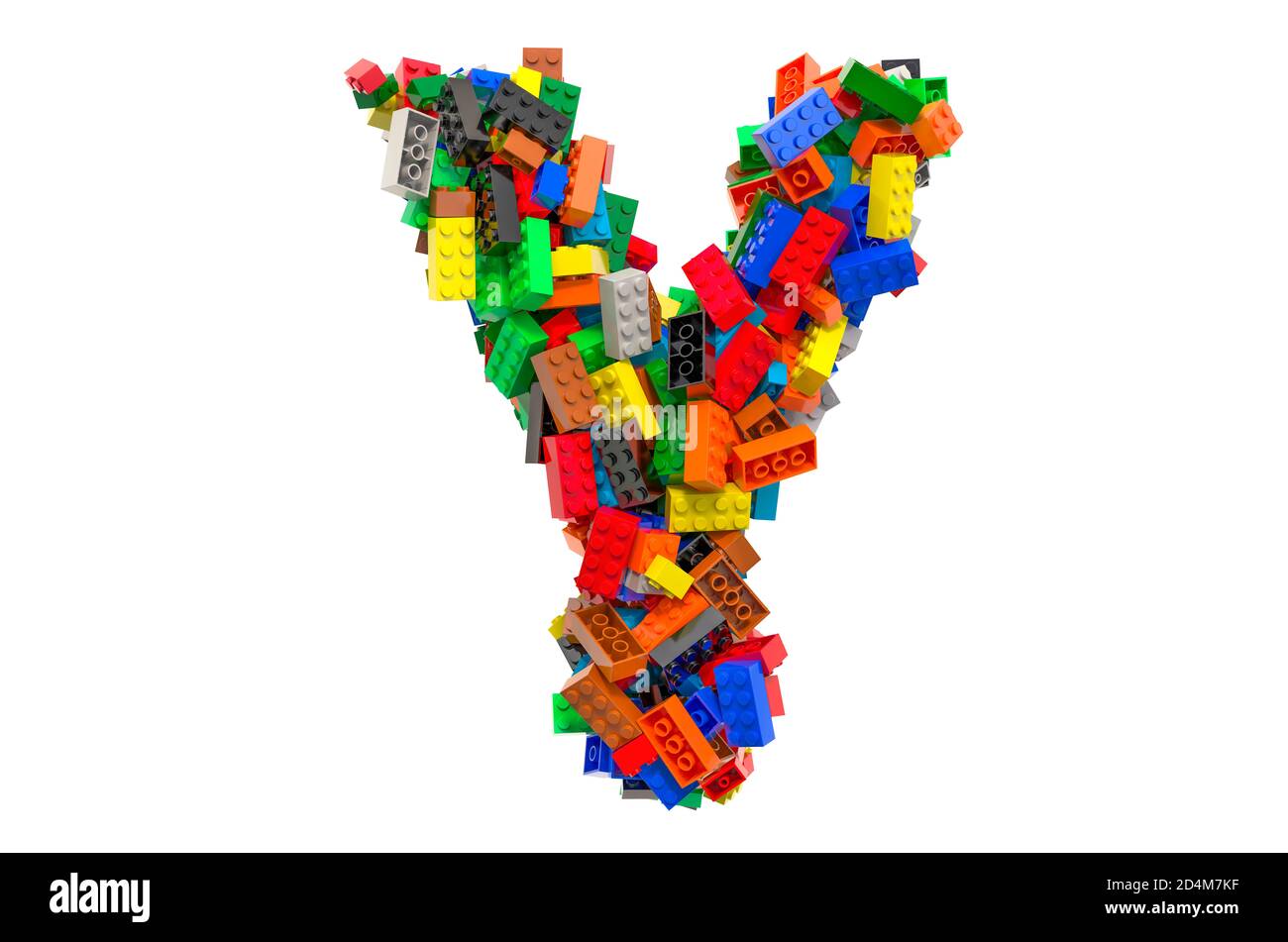 Letter Y from colored plastic building blocks, 3D rendering isolated on ...