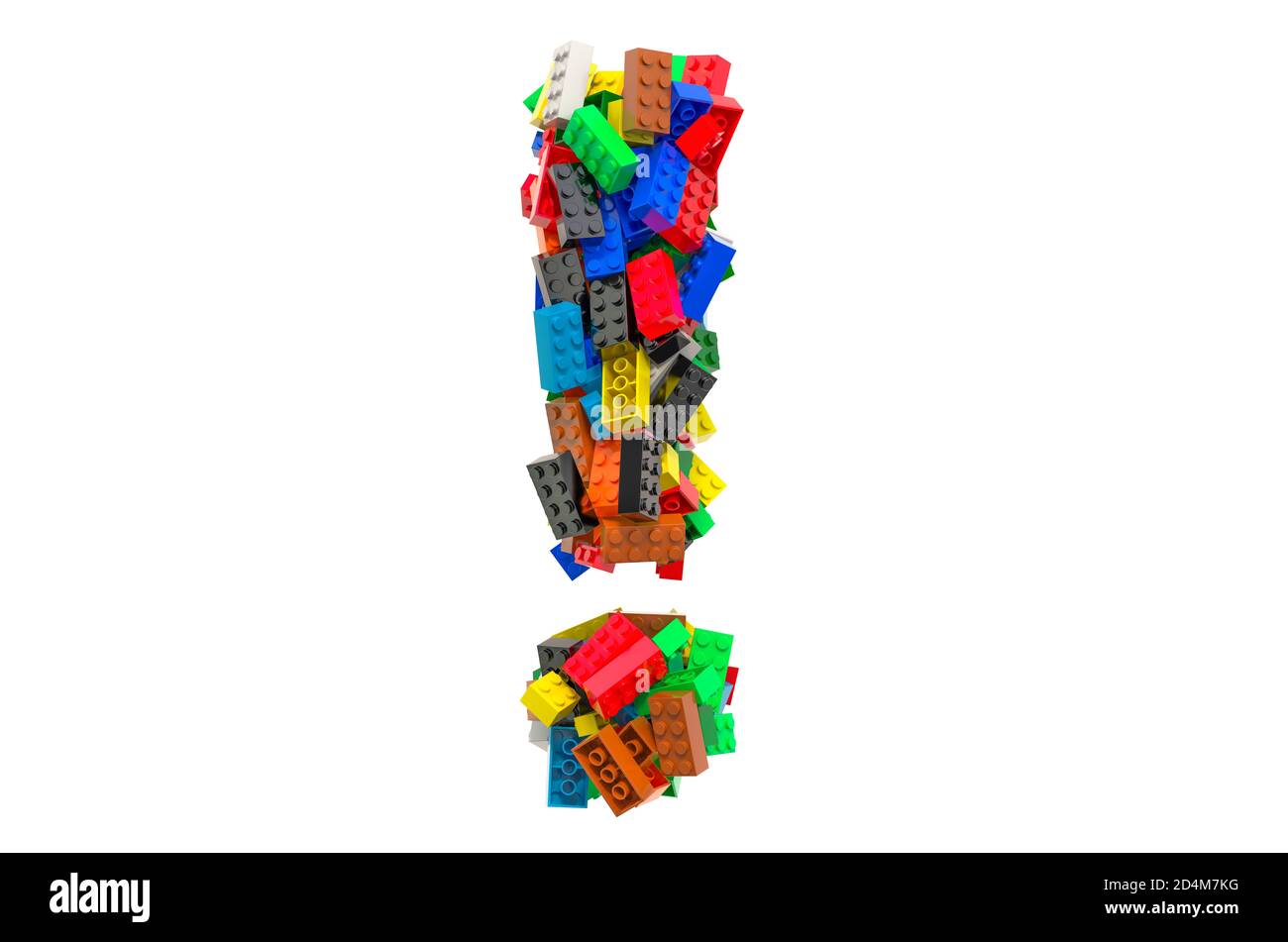 Exclamation mark from colored plastic building blocks, 3D rendering ...