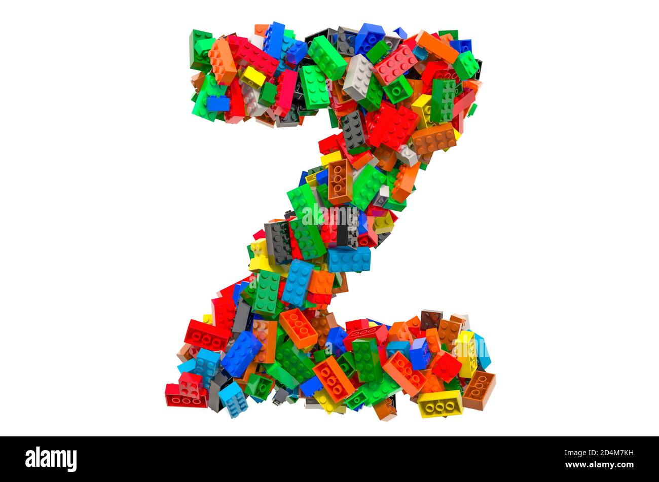 Letter Z from colored plastic building blocks, 3D rendering isolated on ...