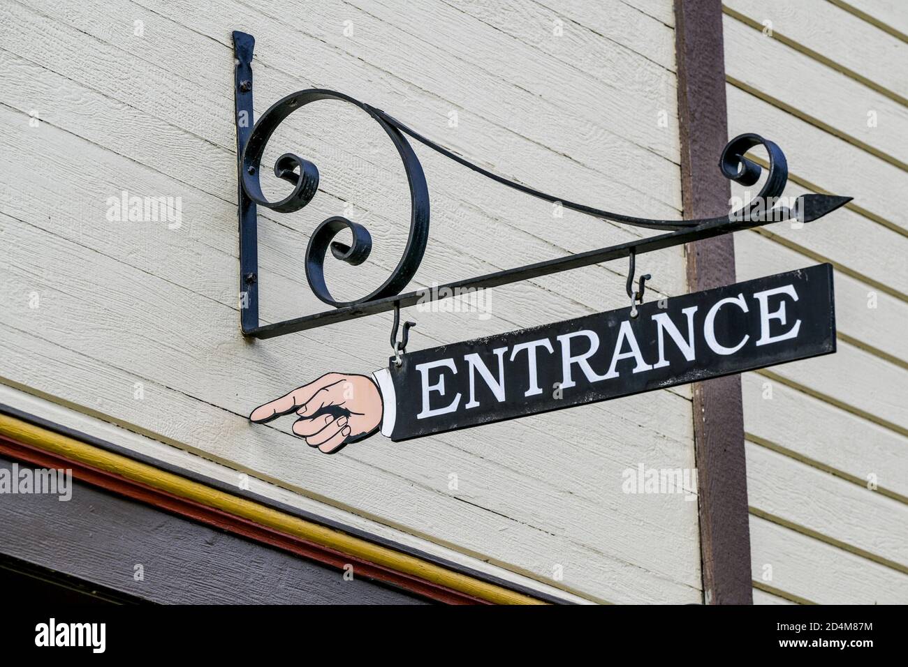 Pointing hand, entrance sign Stock Photo - Alamy