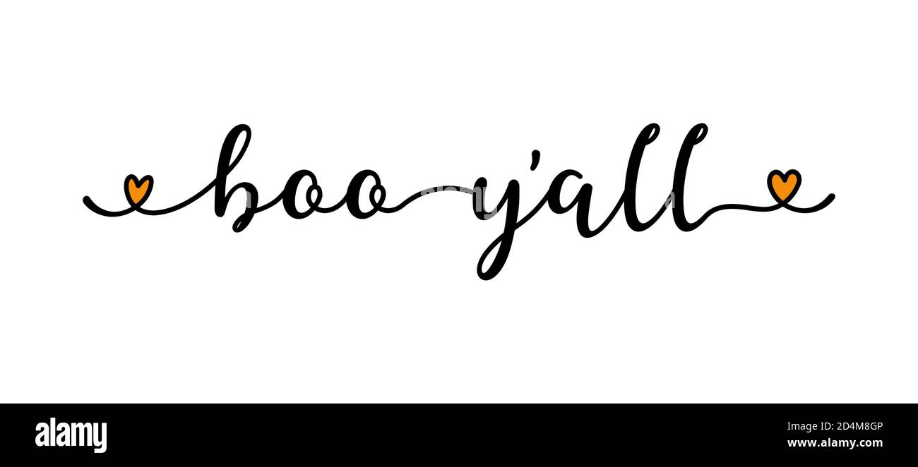 Hand sketched BOO Y All quote as banner. Lettering for poster, label ...