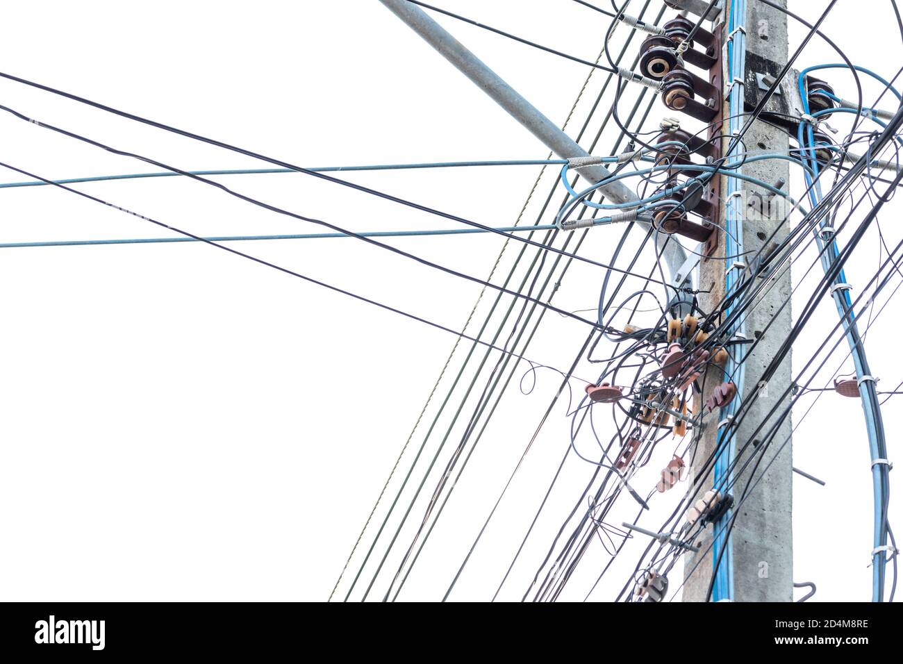 Electrical wires on electric post Cut Out Stock Images & Pictures - Alamy