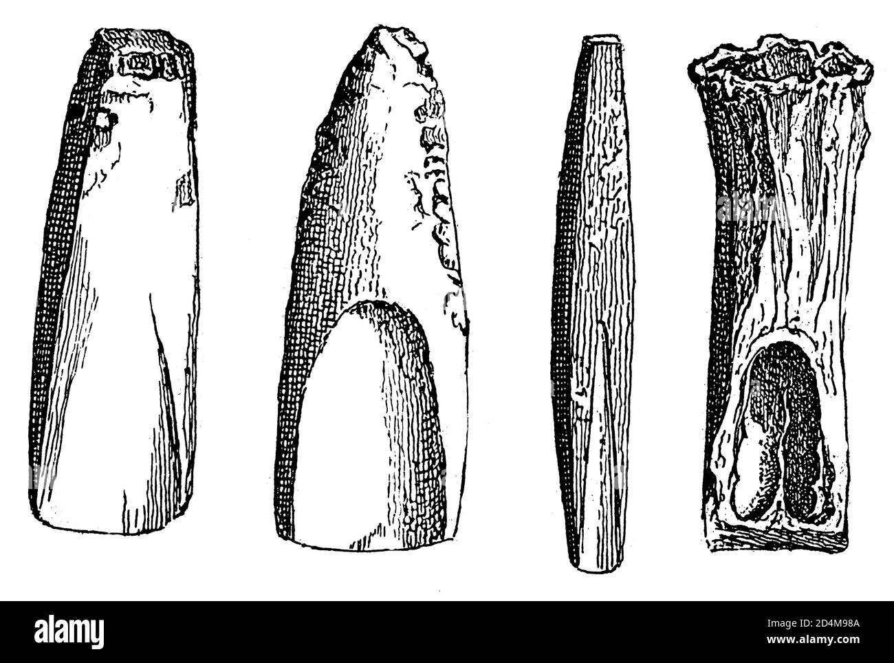 19th-century engraving of tools from the Stone Age. Published in ...