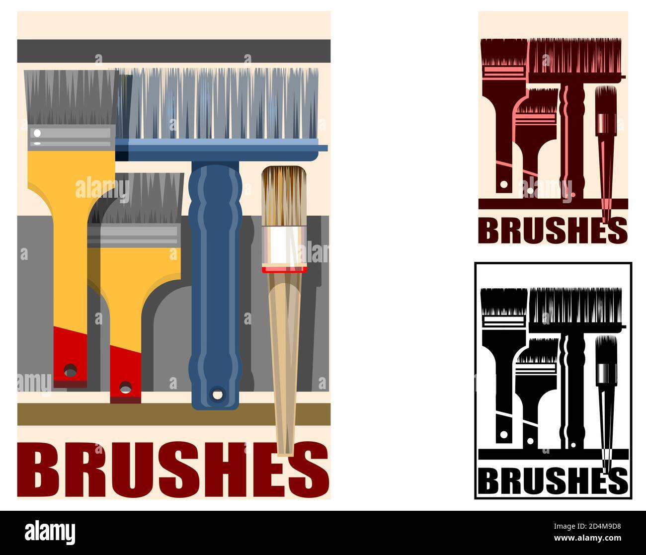 Logo, symbolic image of a set of brushes. Brushes are art and painting ...