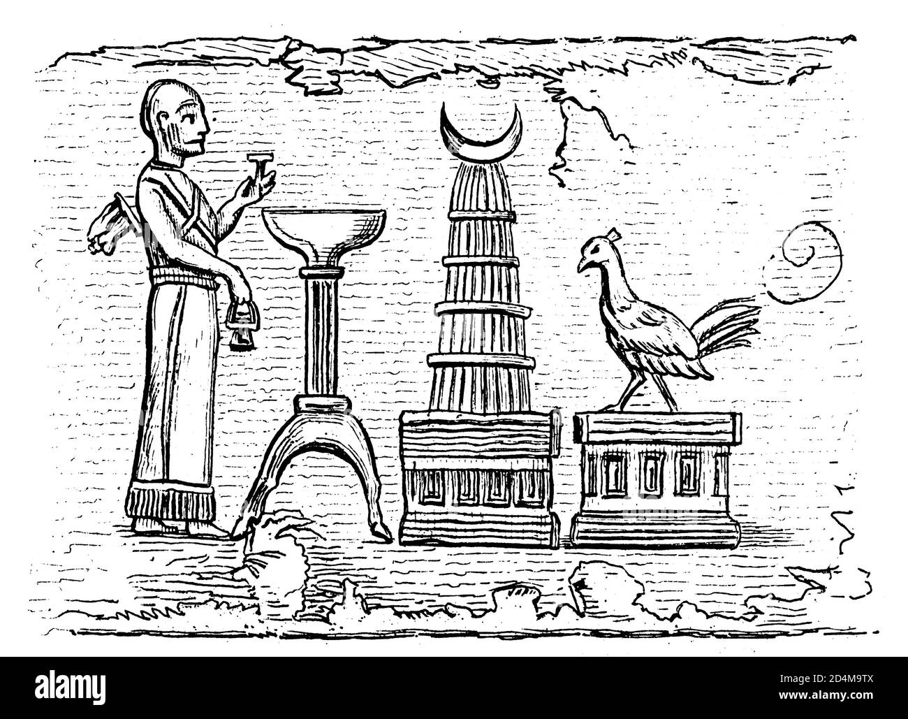 Antique 19th-century engraving of Nergal, Babylonian deity ...