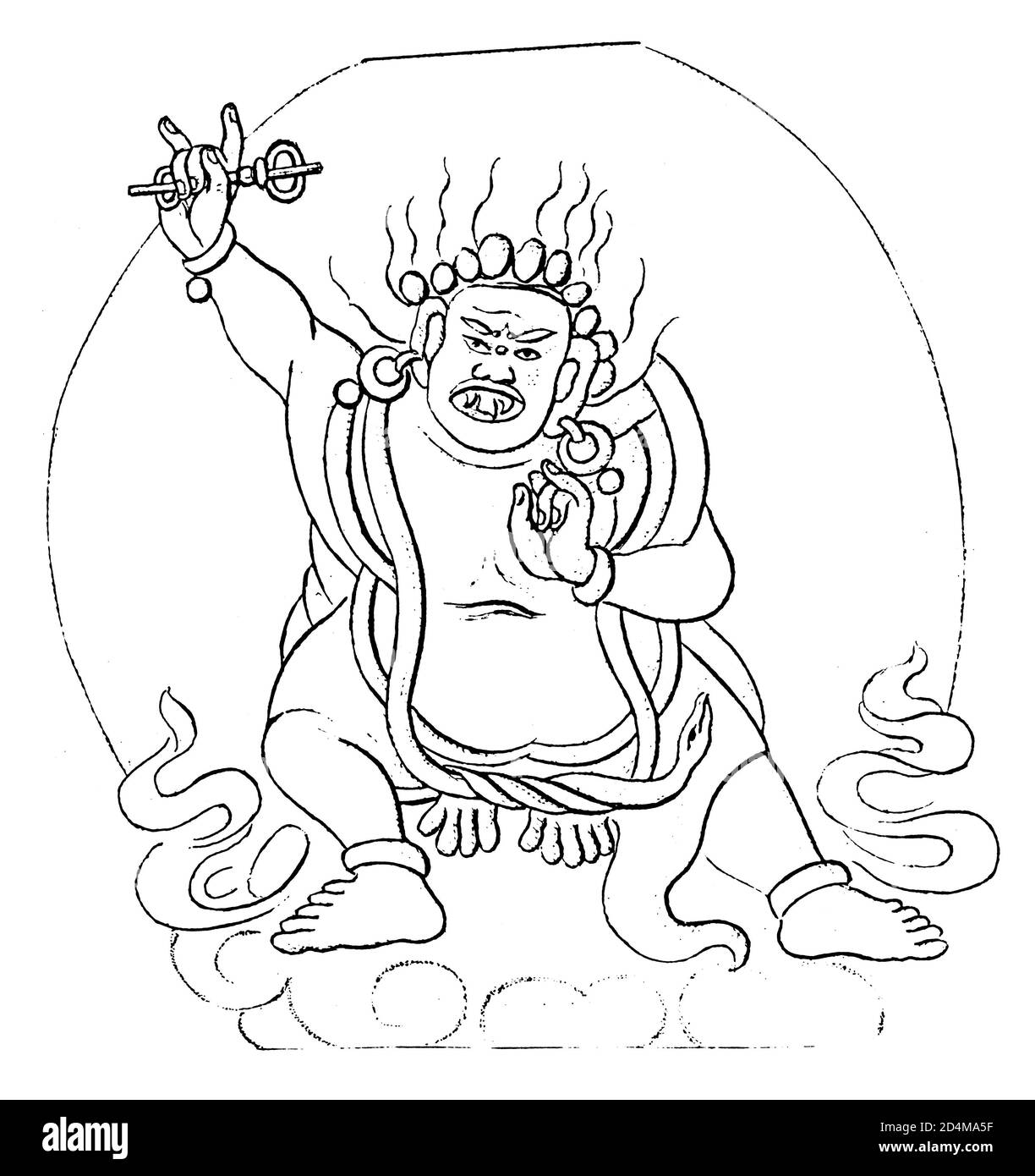 Antique 19th-century engraving of Vajrapani, guide of Buddha ...