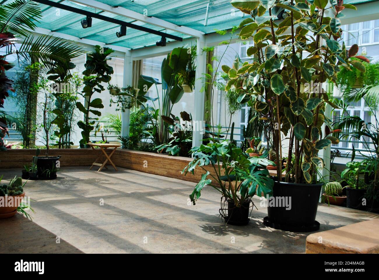 Istanbul Turkey. Circa May 2019. The green garden at Salt Gallery. A ...