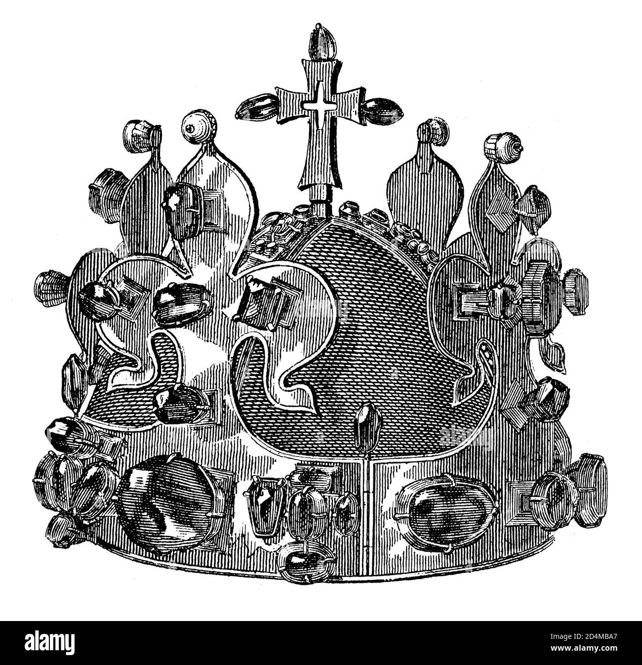 Antique 19th-century engraving of Bohemian crown. Published in ...