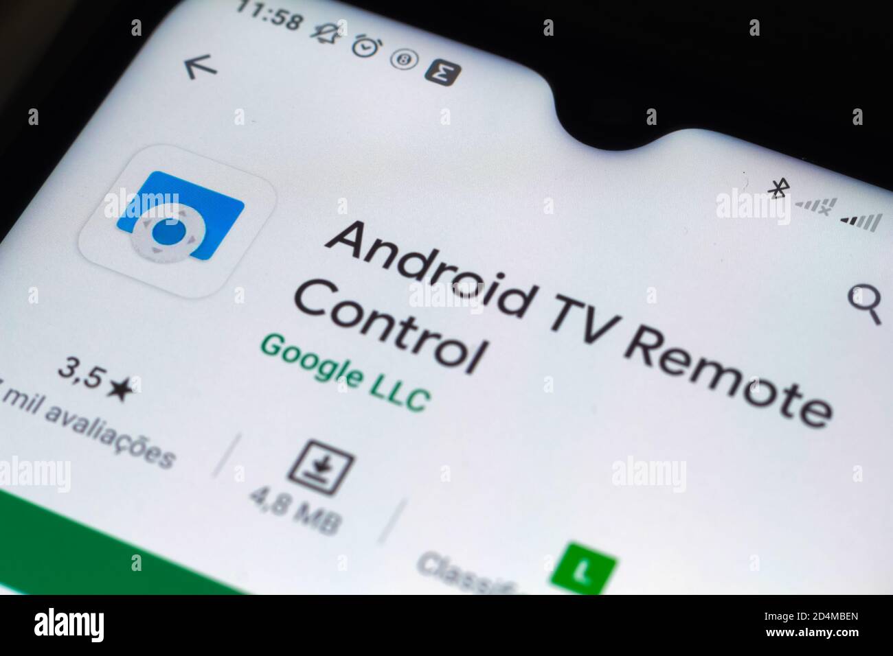 In this photo illustration the Android TV Remote Control logo seen ...