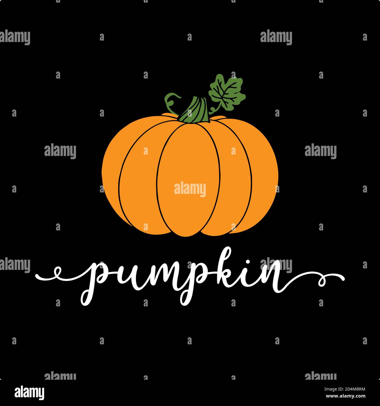 Hand lettered PUMPKIN word with gourd. Lettering for poster, label ...