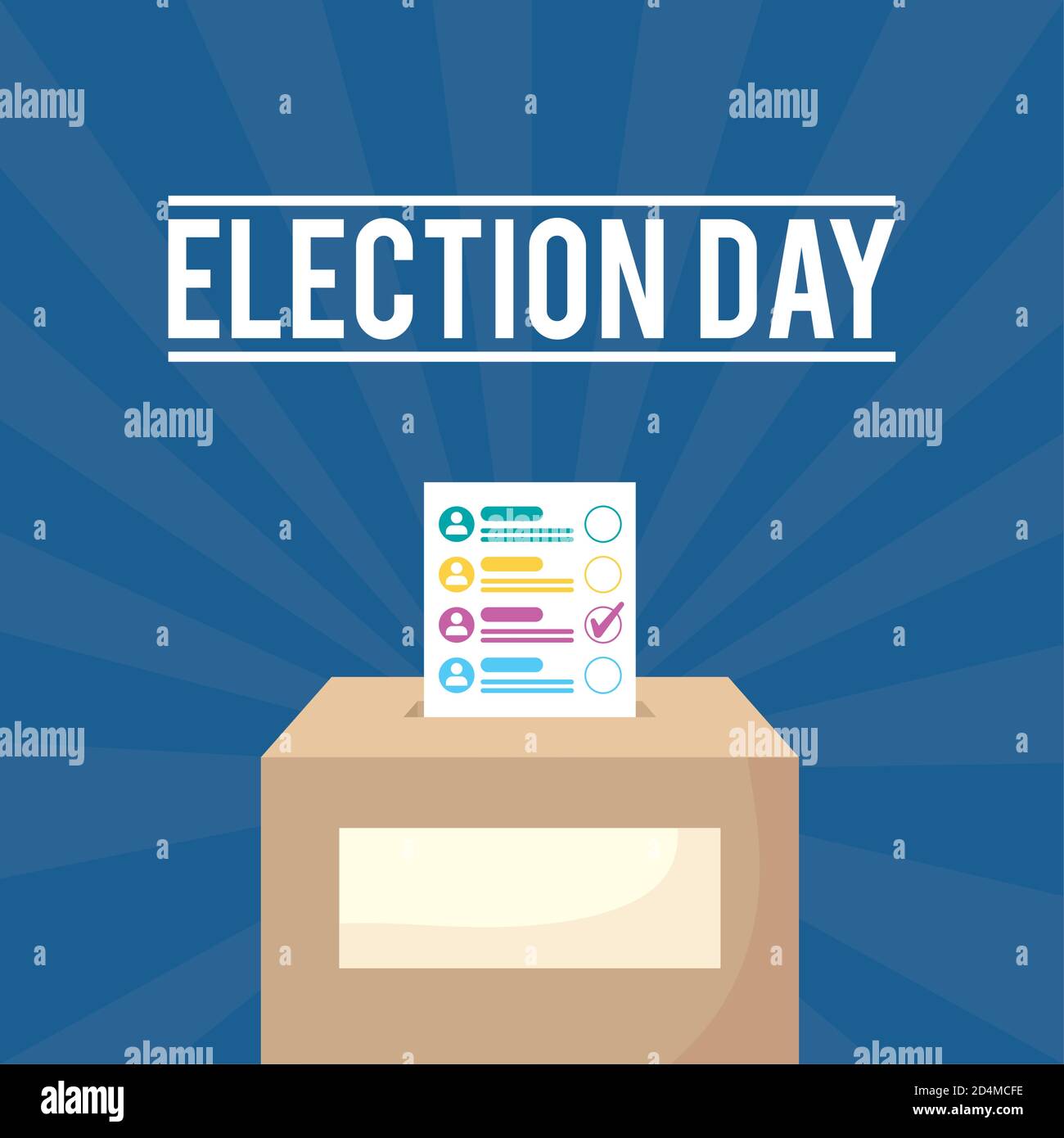 election day lettering with voting card in box vector illustration ...