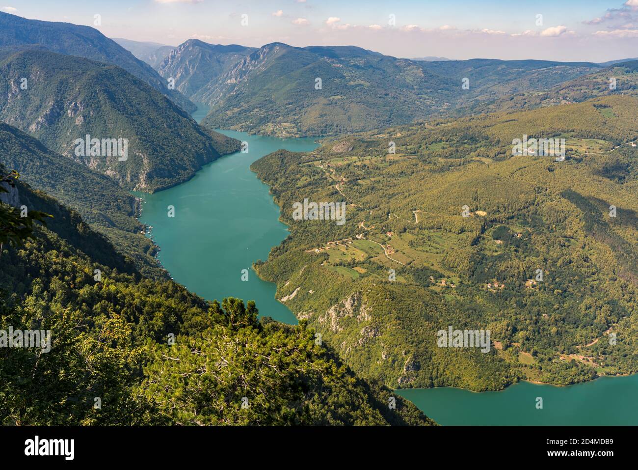 View at Perucac lake and river Drina from Tara mountain in Serbia Stock ...