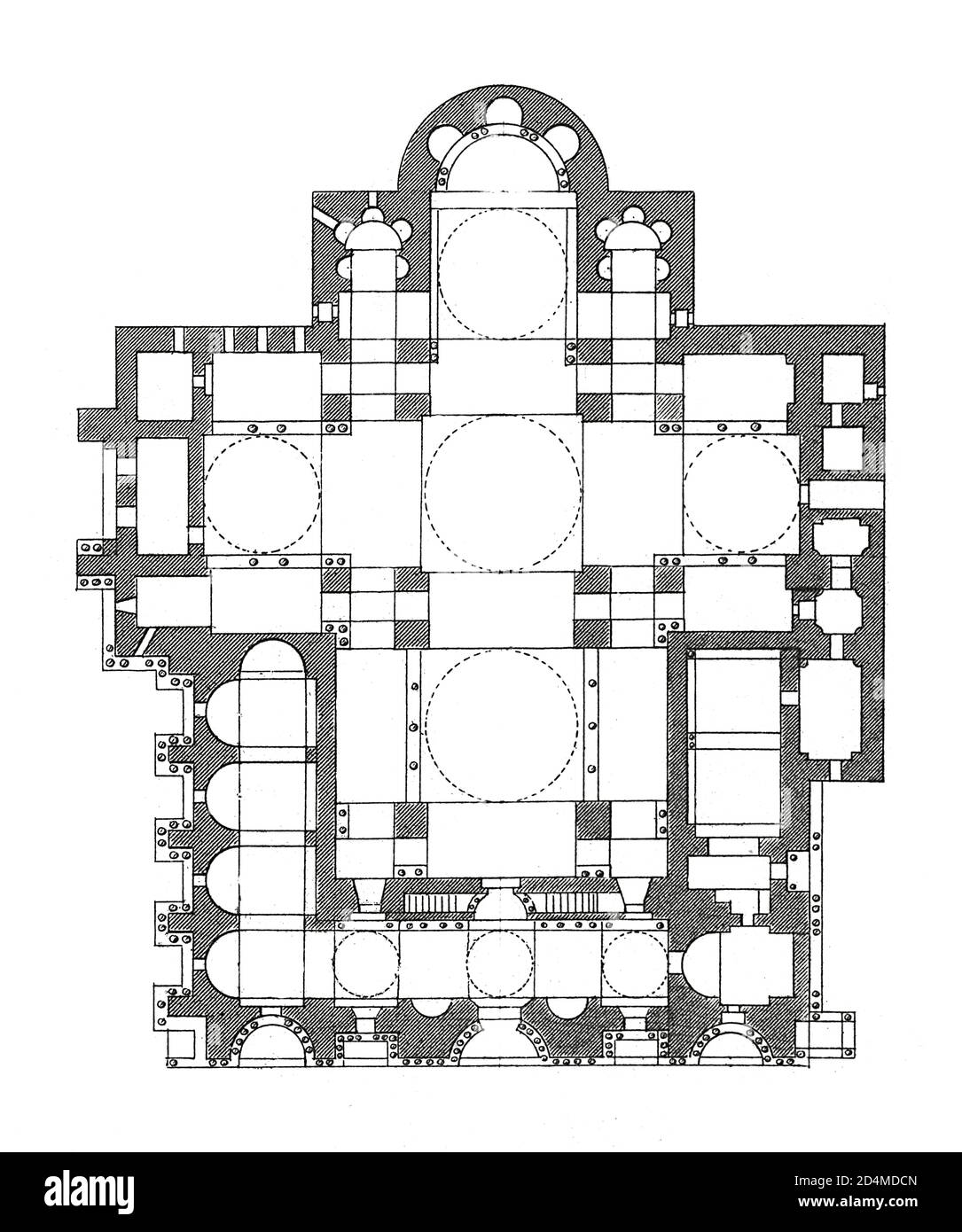 Antique 19th-century illustration of floor plan of St Mark's Basilica ...