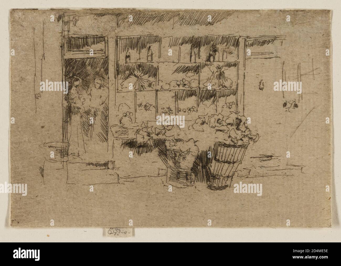 Etching with drypoint in brown on laid paper hi-res stock photography ...