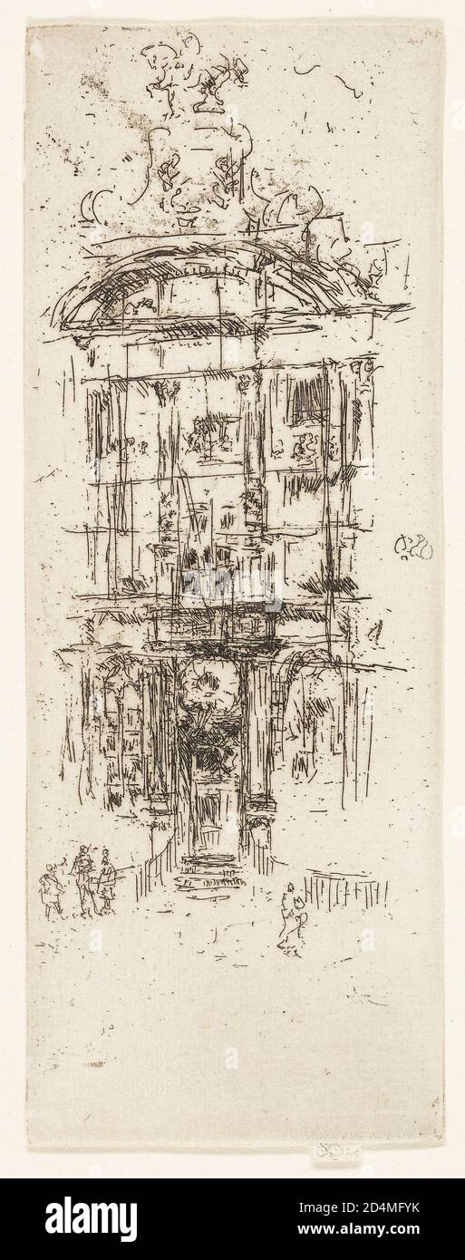 Etching with foul biting in black ink on off-white laid paper Stock ...