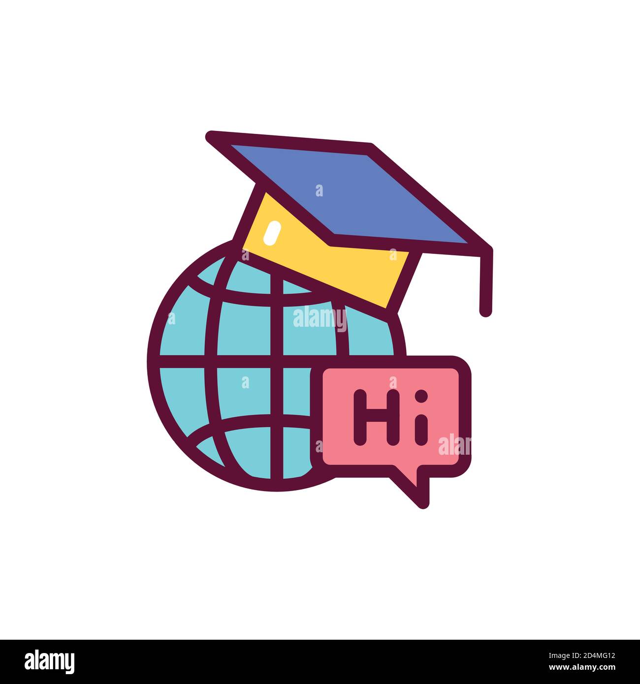 Language courses color line icon. Vector illustration Stock Vector ...