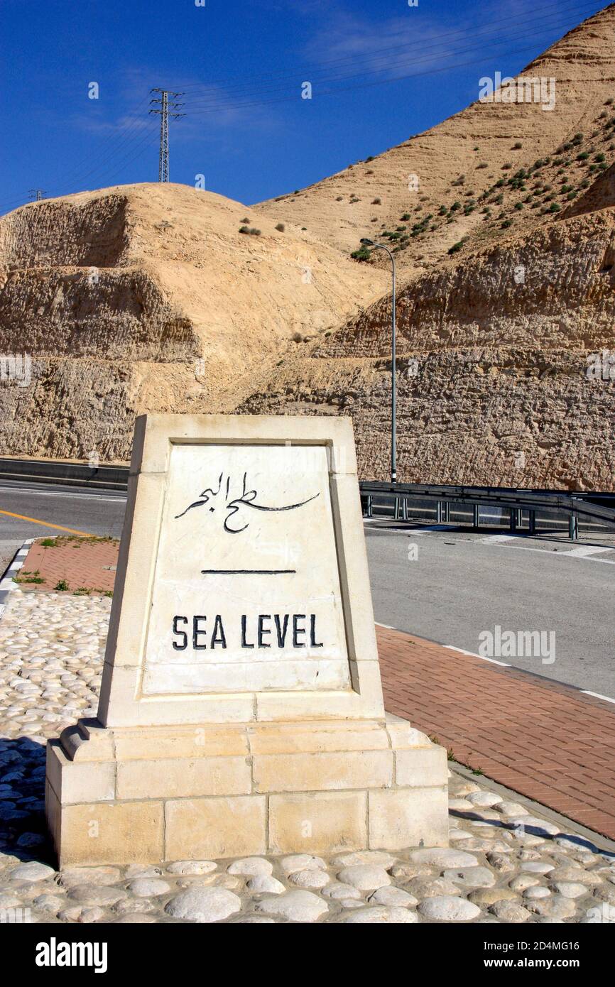 Sea Level Sign, Israel Stock Photo - Alamy
