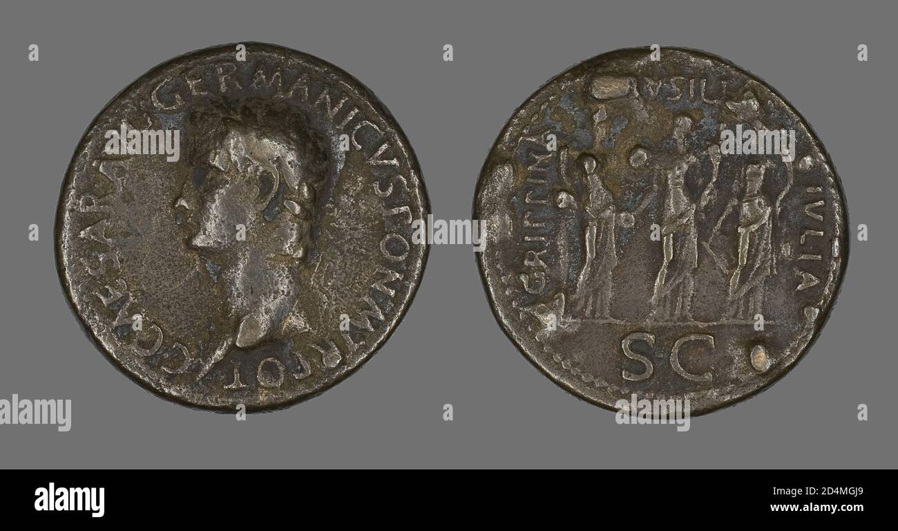The front of this coin prtrays the emperor Gaus more commonly known as ...