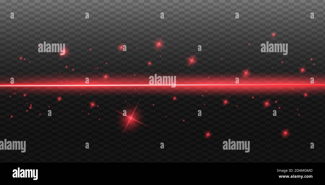 Abstract red laser beam. Transparent isolated on black background ...