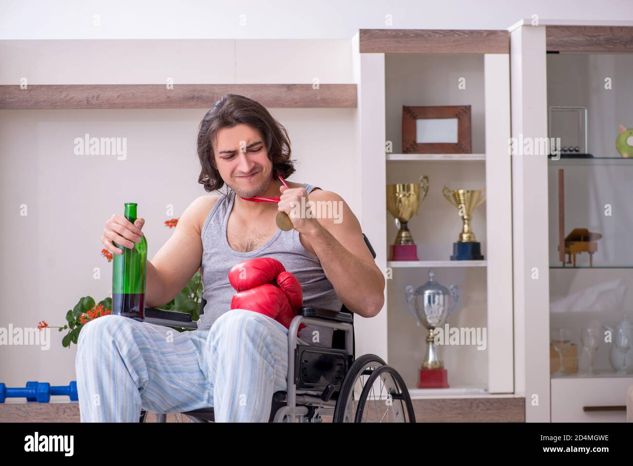 Ex-champion boxer in wheel-chair suffering from alcoholism Stock Photo ...